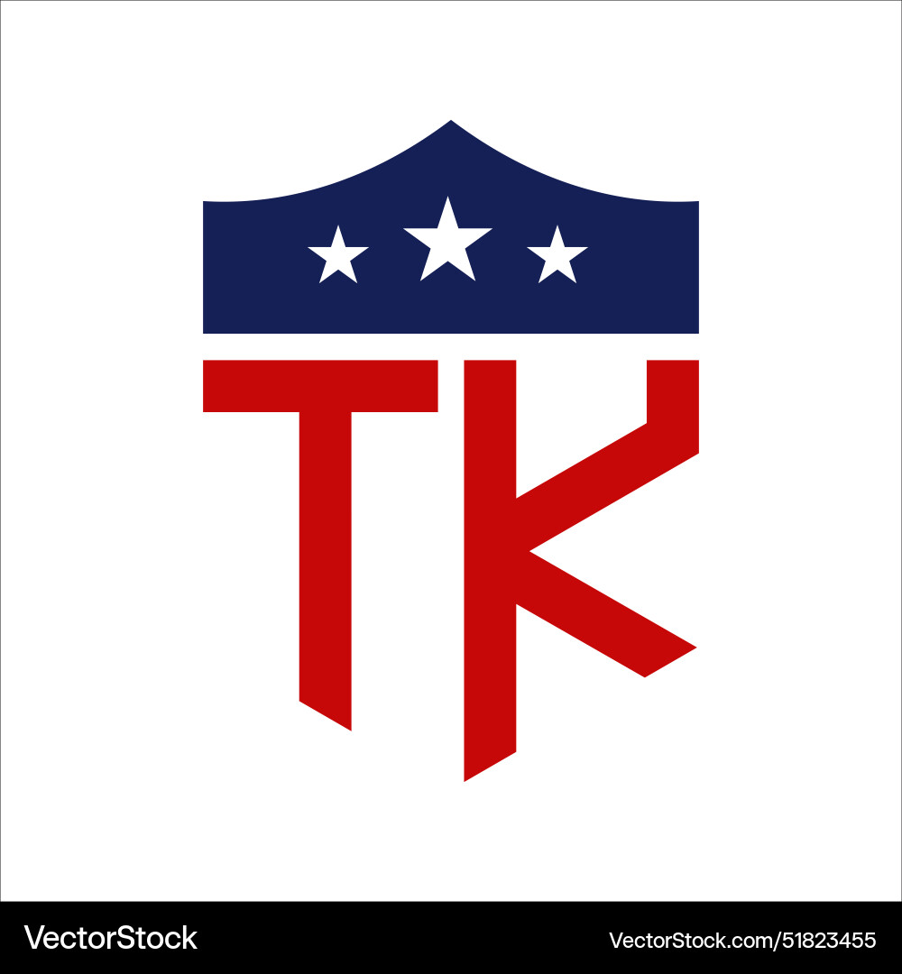Patriotic tk logo design letter Royalty Free Vector Image