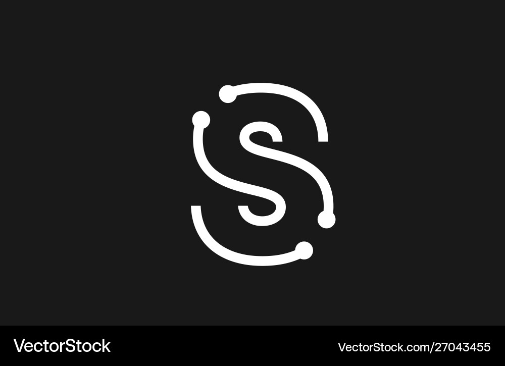 S Letter Logo - Minimalist Black & White Vector Image