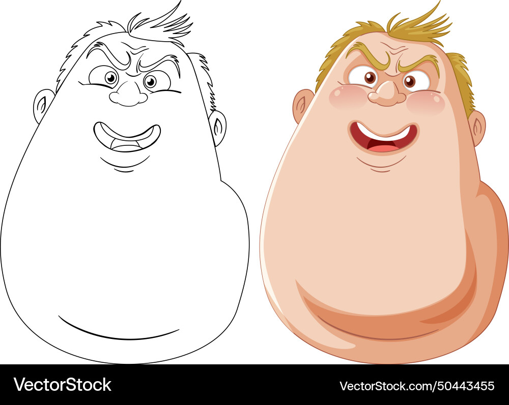 Two cartoon characters showing different emotions Vector Image