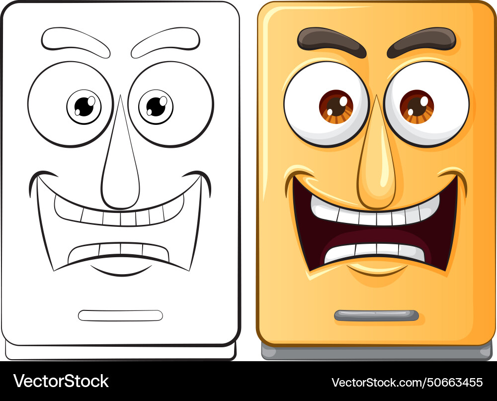 Two cartoon faces showing different expressions Vector Image