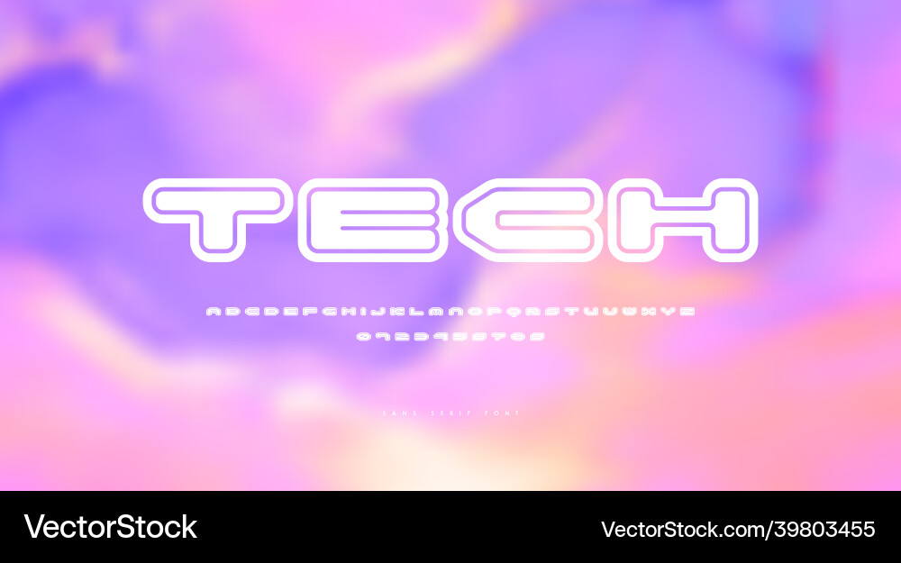 Wide sans serif font with rounded corners Vector Image