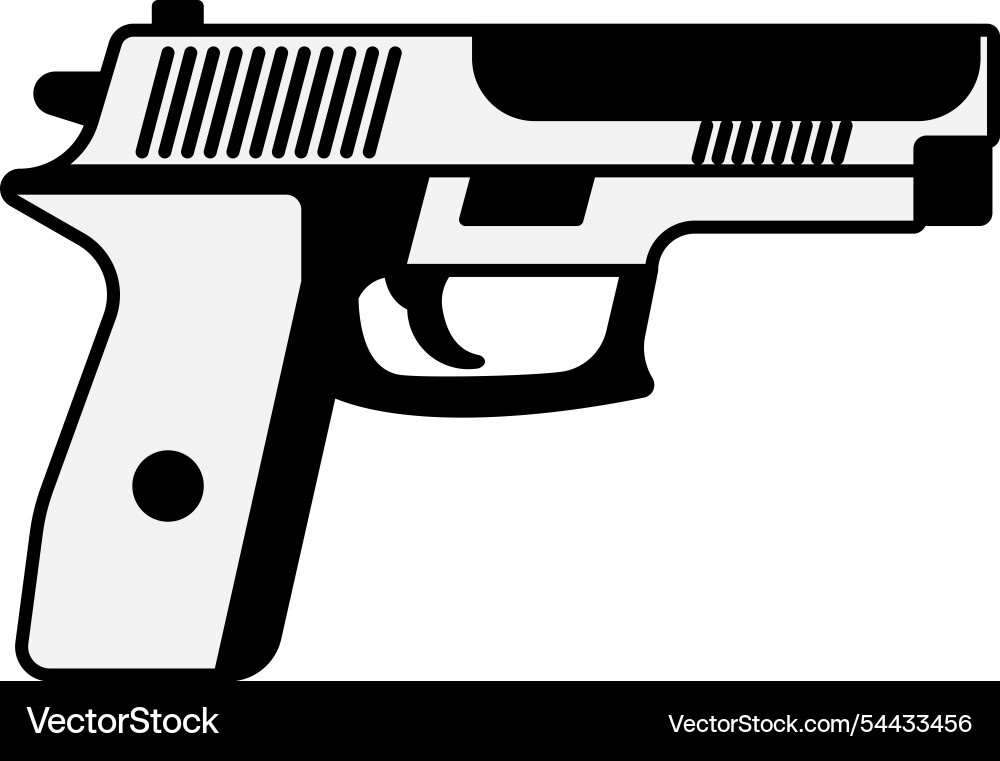 A black and white image of gun Royalty Free Vector Image
