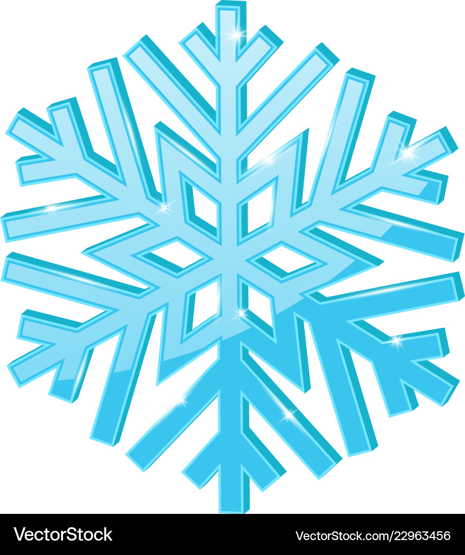 Blue snowflake 3d symbol Royalty Free Vector Image