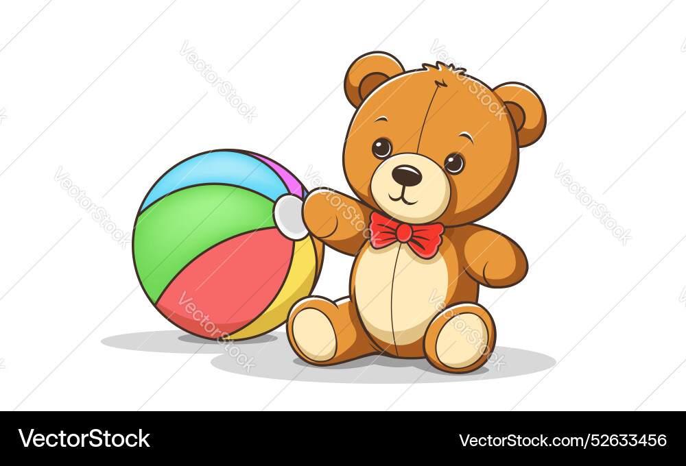 Cartoon cute kind plush cuddly sitting teddy bear Vector Image