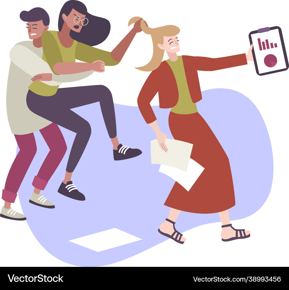 Coworkers in conflict composition Royalty Free Vector Image