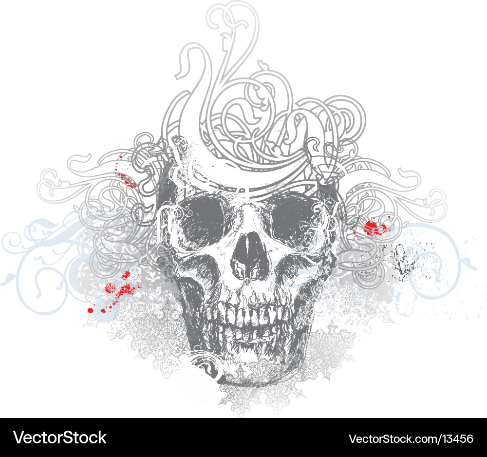 Dark Grunge Skull with Blood Splatter Royalty Free Vector