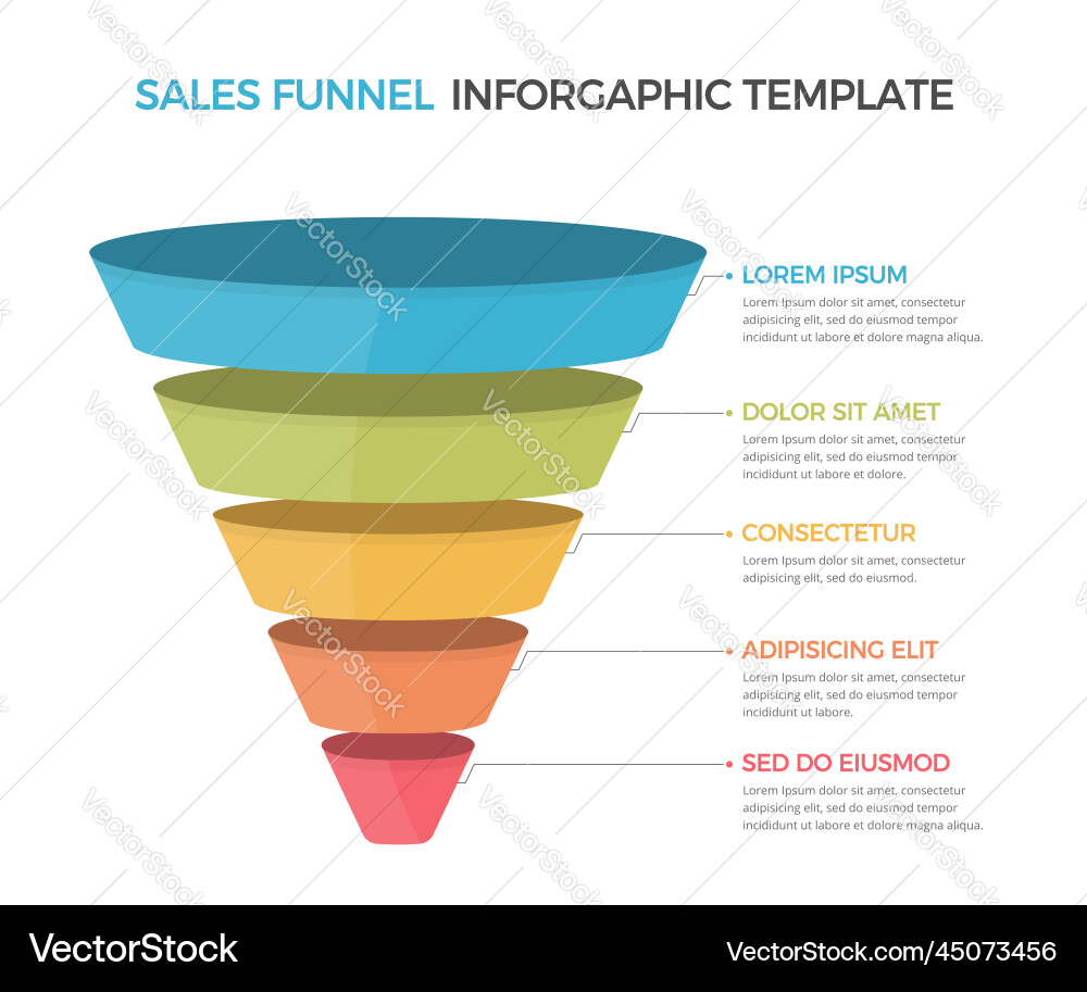 Funnel diagram template Royalty Free Vector Image