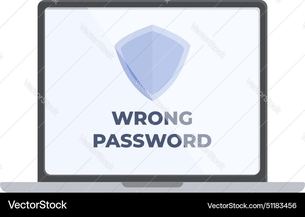 Laptop wrong password icon cartoon Royalty Free Vector Image