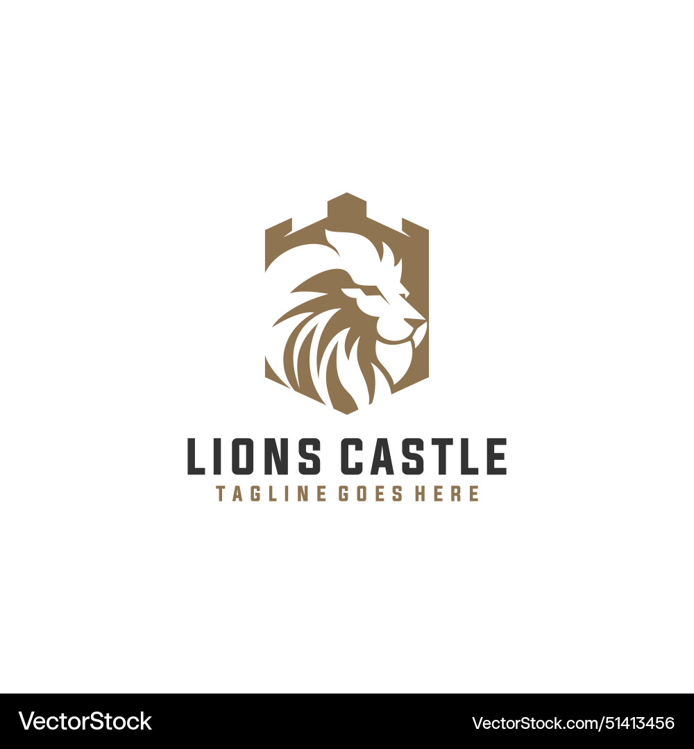 Lion fortress castle logo Royalty Free Vector Image