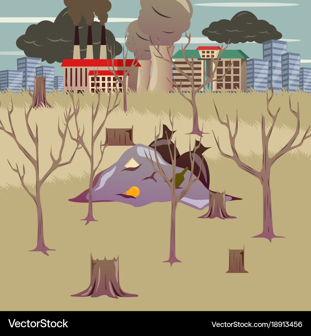 Man-made disasters orthogonal composition Vector Image