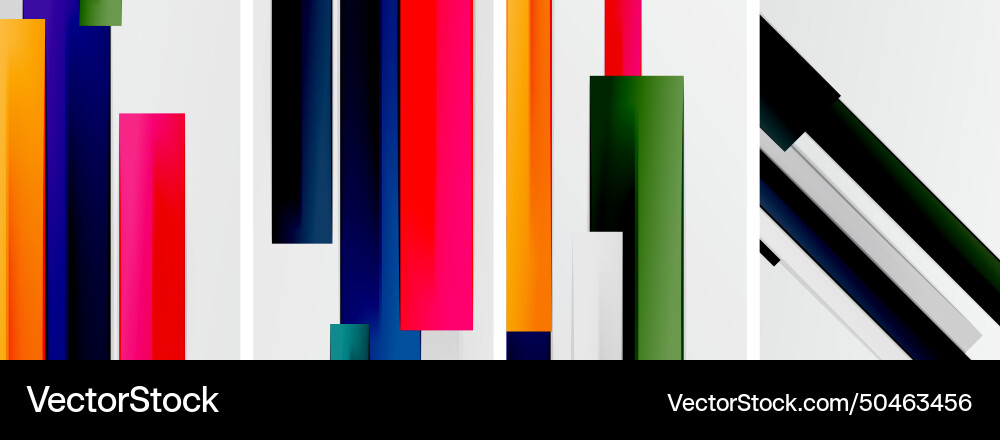 Minimal lines and color stripes poster abstract Vector Image