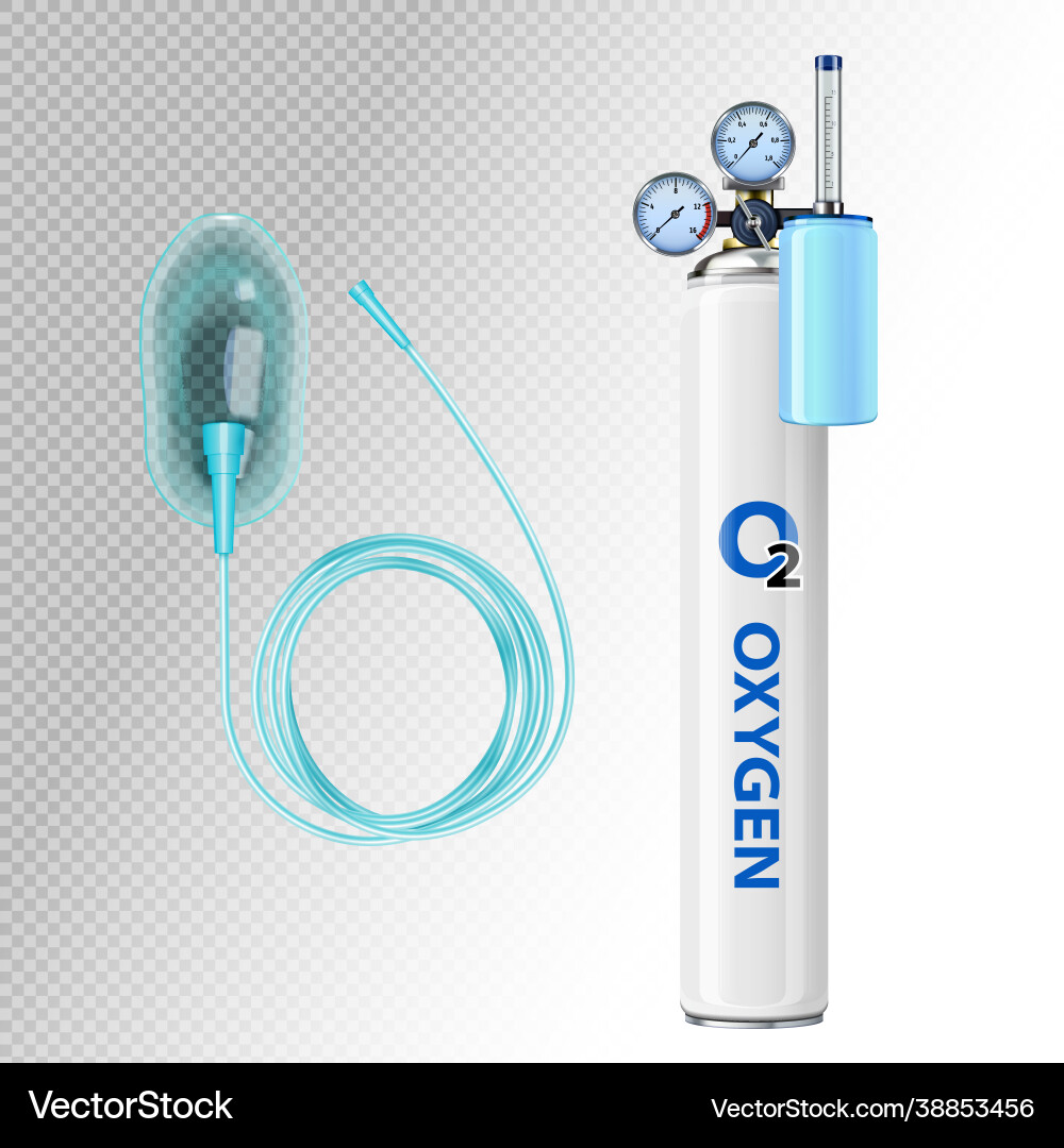 Oxygen tank mask composition Royalty Free Vector Image