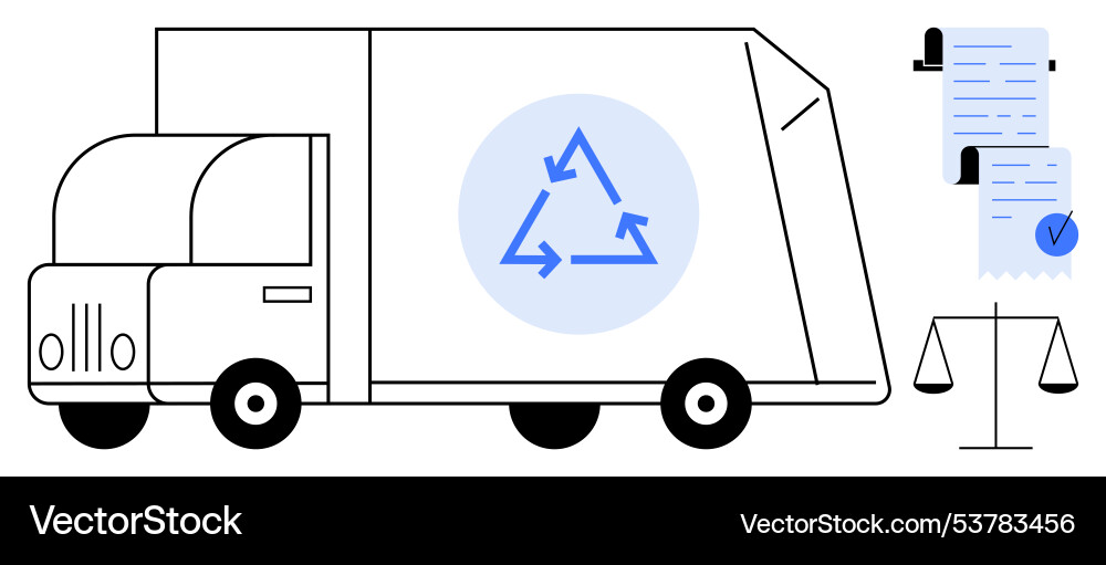 Recycling truck with checklist and scale Vector Image
