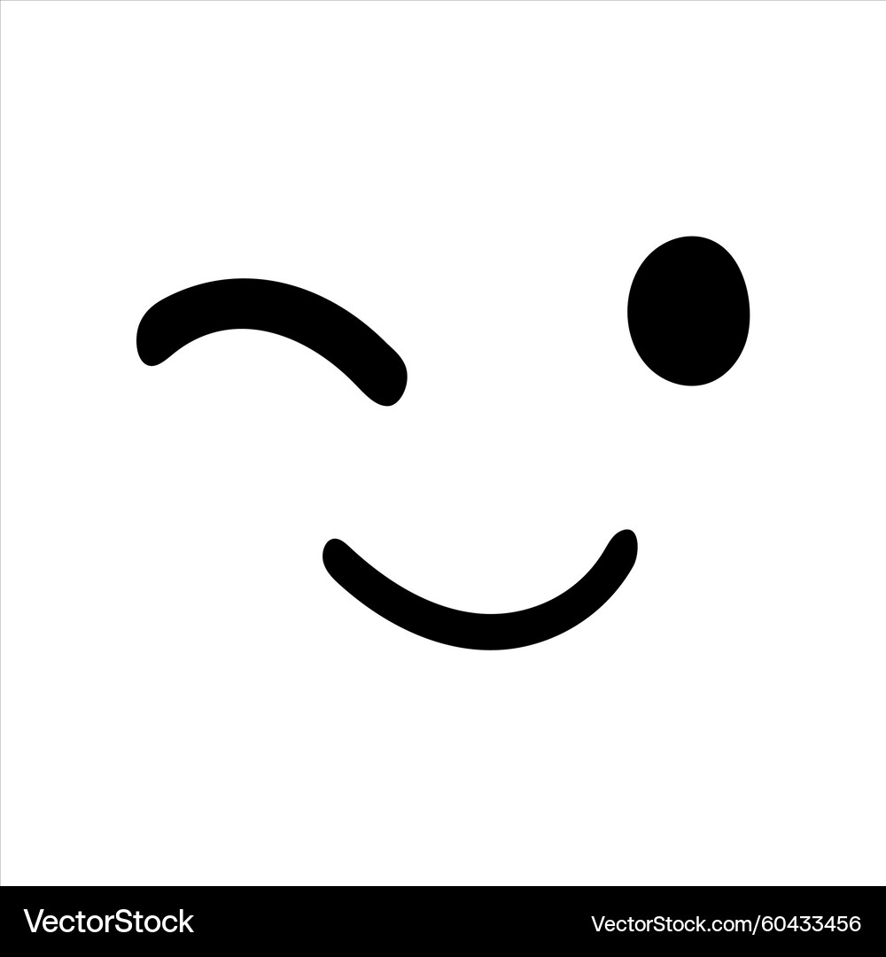 Simple winking face emoji icon art silhouette Vector Image