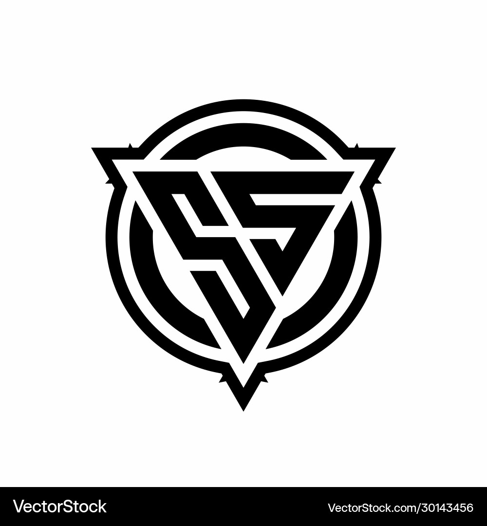 Ss logo with triangle shape and circle Royalty Free Vector
