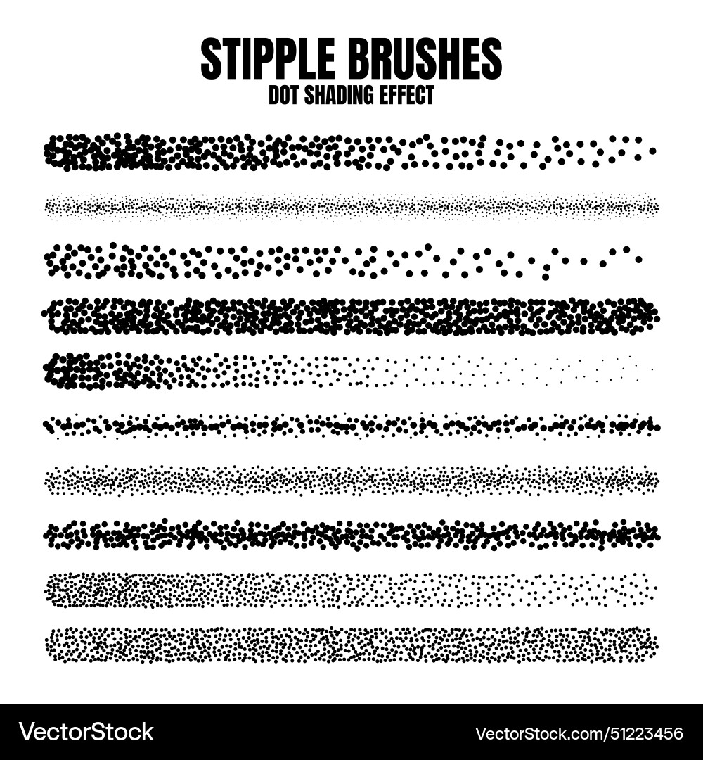 Stipple scatter brush ink drawing and texturing Vector Image