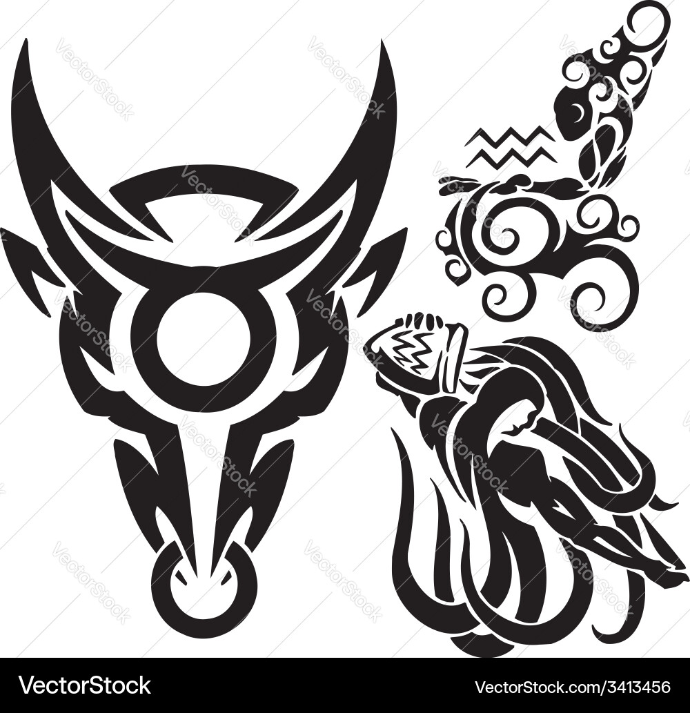 Zodiac signs - taurus vinyl-ready set Royalty Free Vector