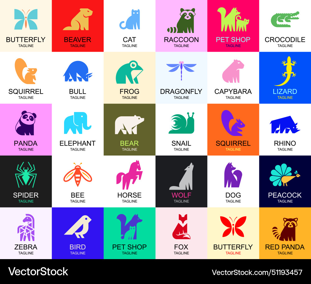 Animals logos collection Royalty Free Vector Image