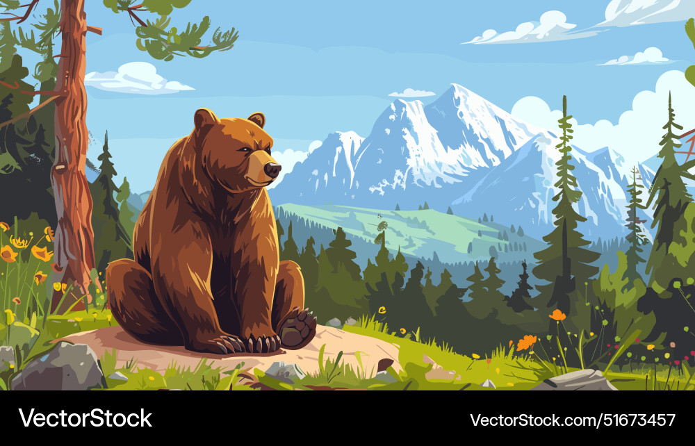 Taiga Landscape Summer Vector Images (63)