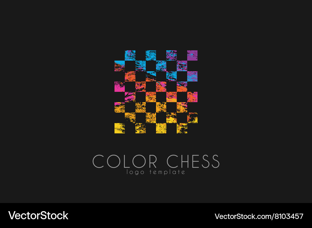 Chess logo geometric color Royalty Free Vector Image