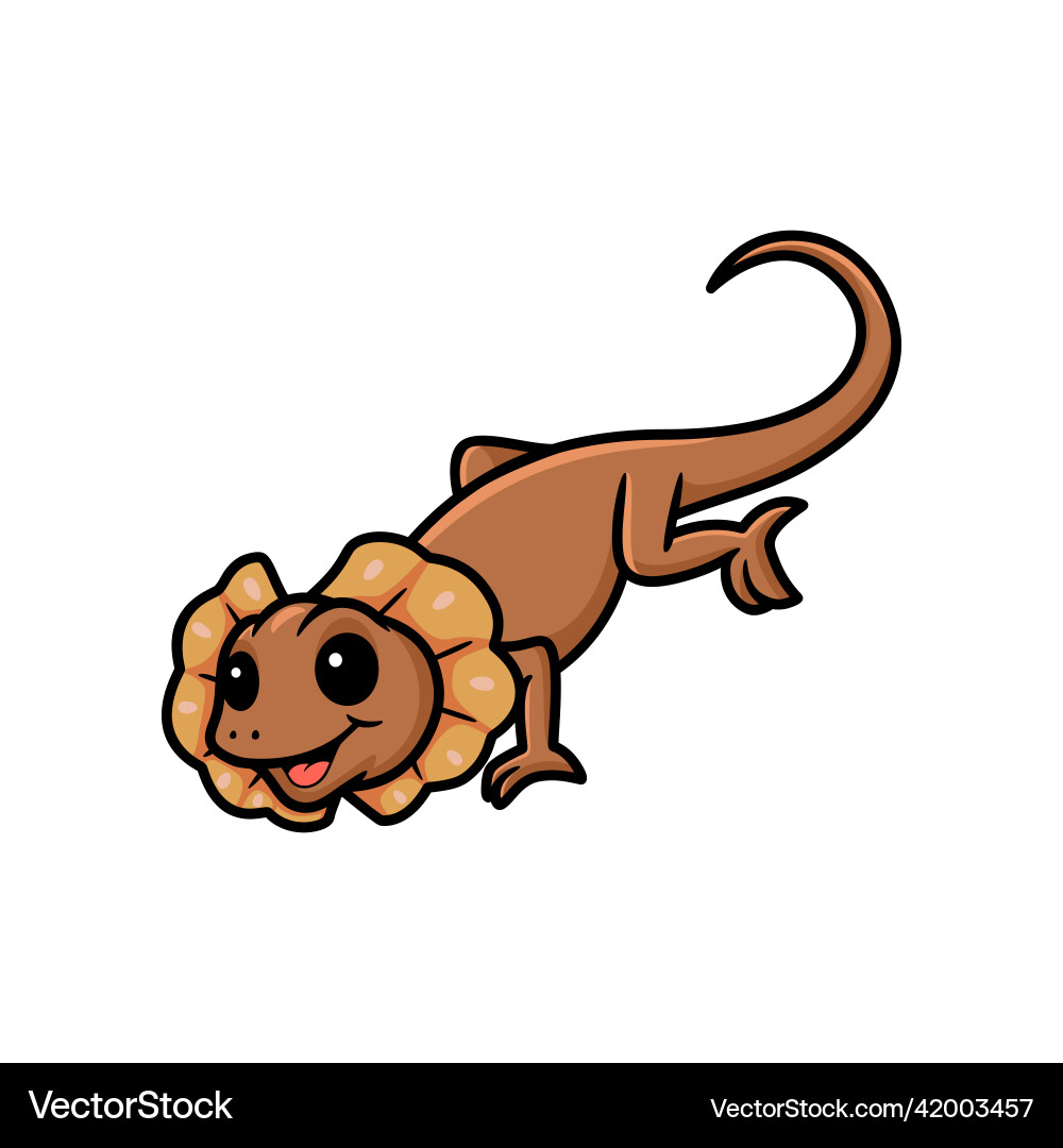 Cute little frilled lizard cartoon Royalty Free Vector Image