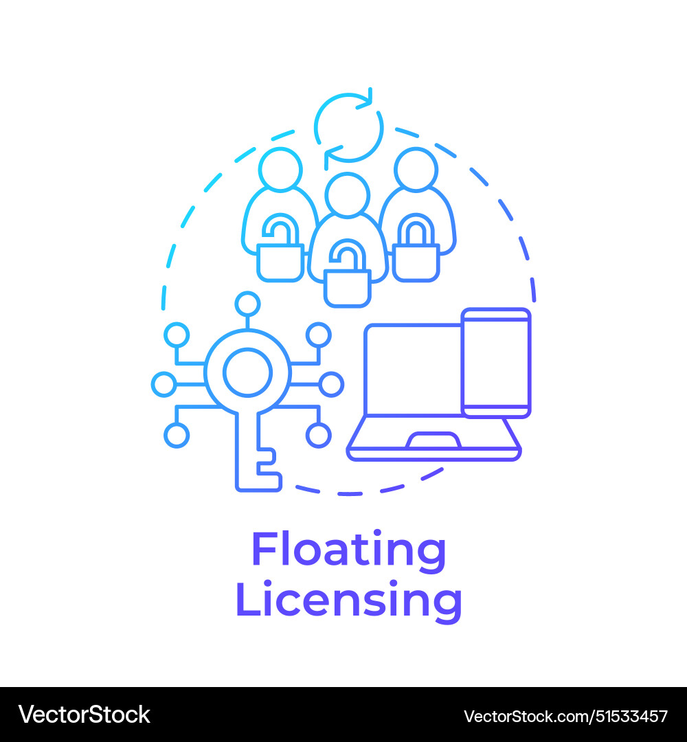 Floating licensing blue gradient concept icon Vector Image