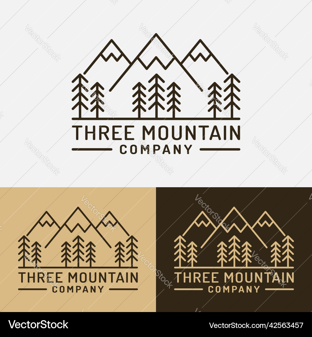 Mountain & Pine Logo - Adventure Style Vector Image