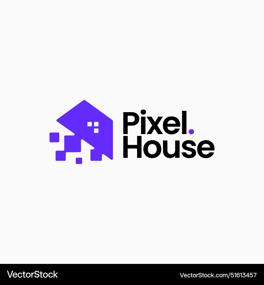Pixel house digital logo icon Royalty Free Vector Image