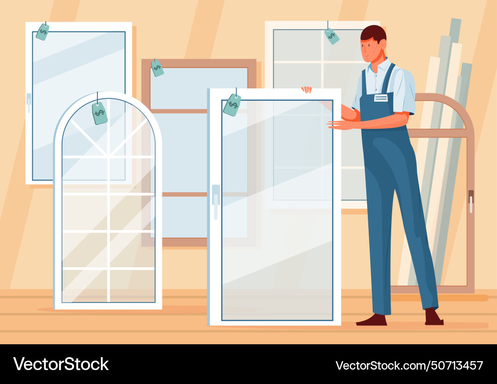 Plastic windows shop Royalty Free Vector Image