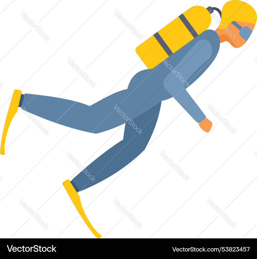 Professional diver is exploring the underwater Vector Image