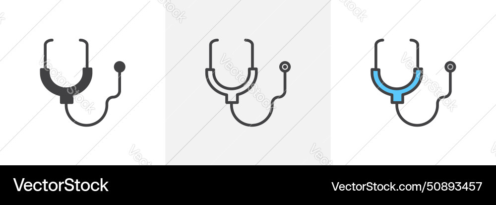 Stethoscope icon set doctor medic diagnostic Vector Image