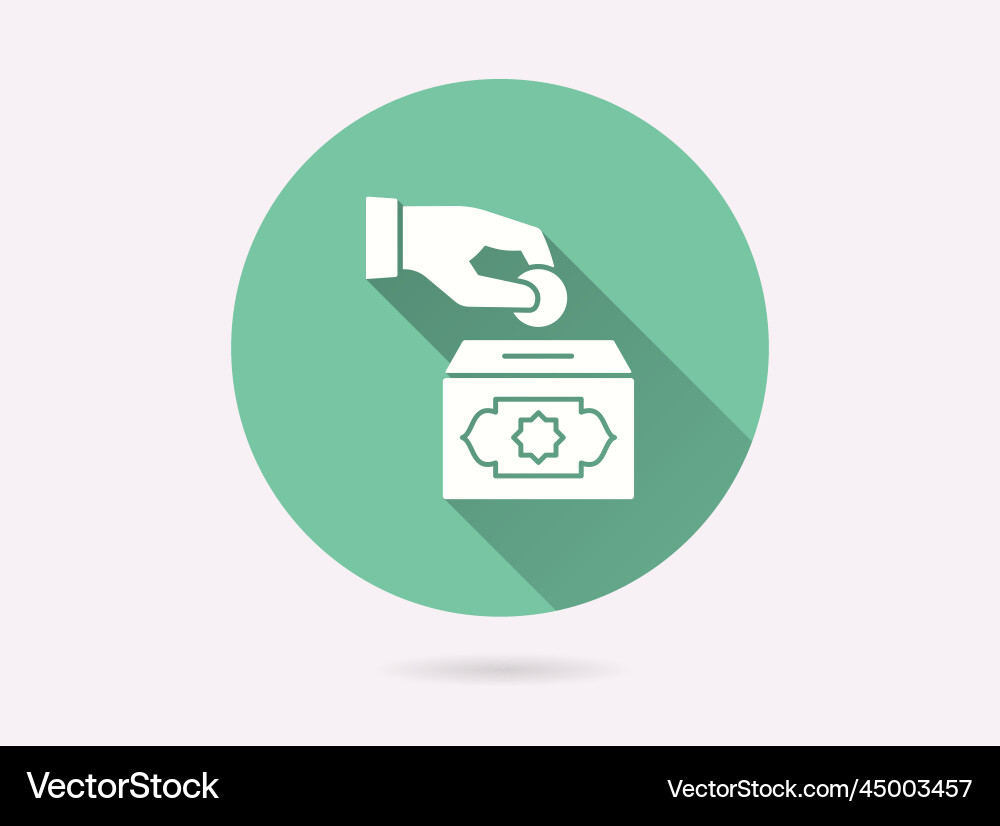 Zakat icon with long shadow for graphic and web Vector Image