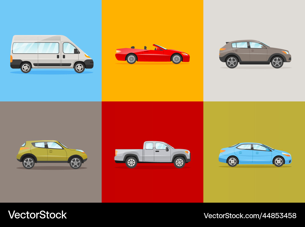 Colorful Car Collection Royalty Free Vector Image