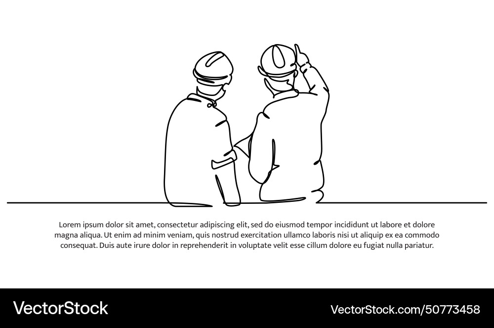 One line continuous of contractor designs Vector Image