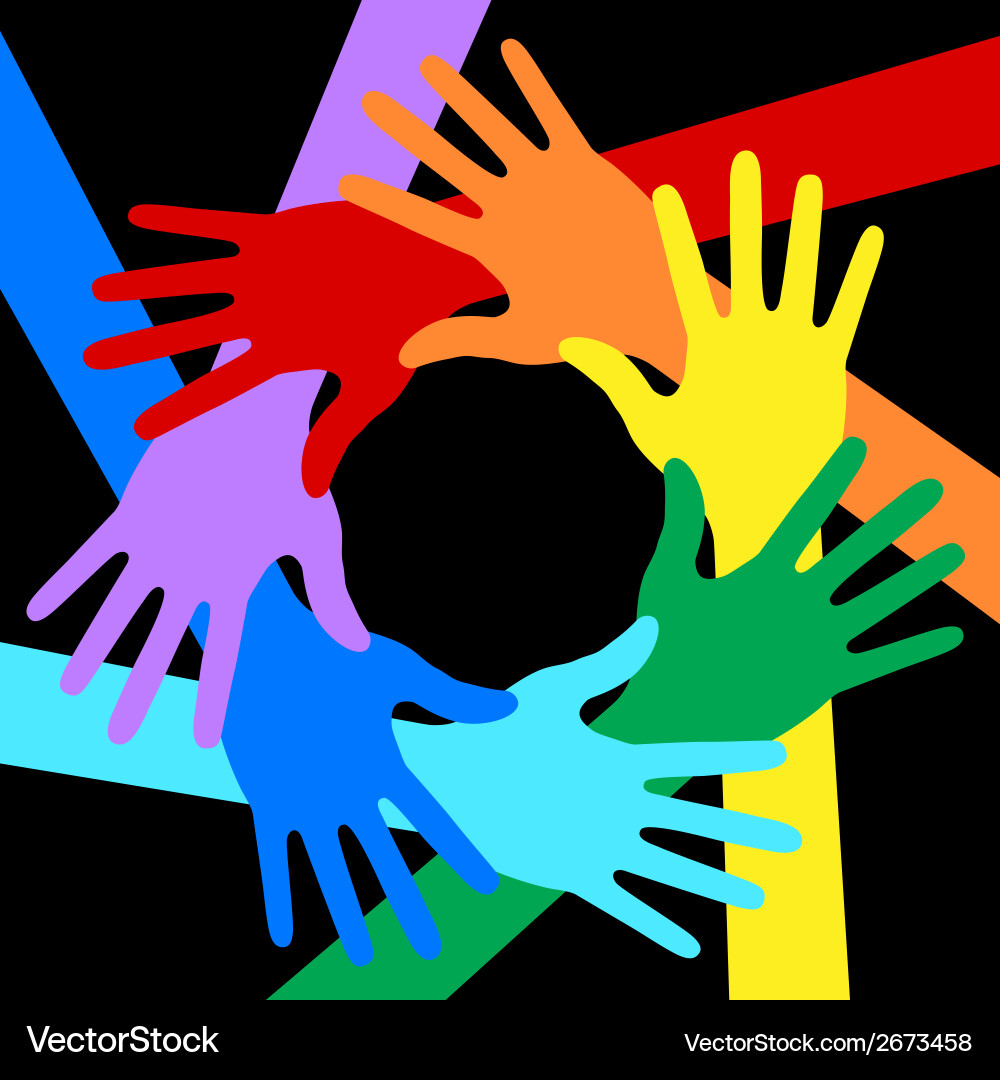 Rainbow colors hands icon on black background Vector Image