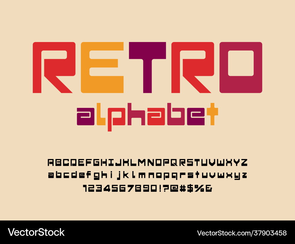 Retro font Royalty Free Vector Image - VectorStock