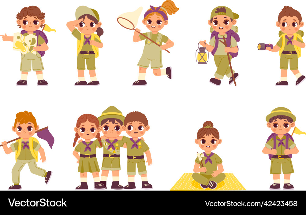 Scout Camp Adventure Cartoon Royalty Free Vector Image