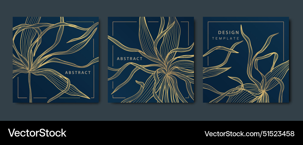 Set of floral design backgrounds square Royalty Free Vector