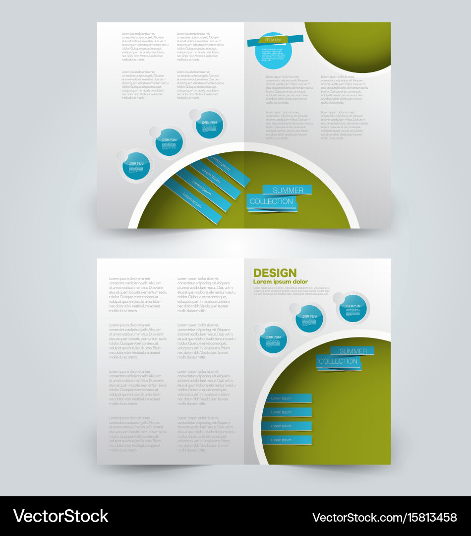Two page fold brochure template design Royalty Free Vector