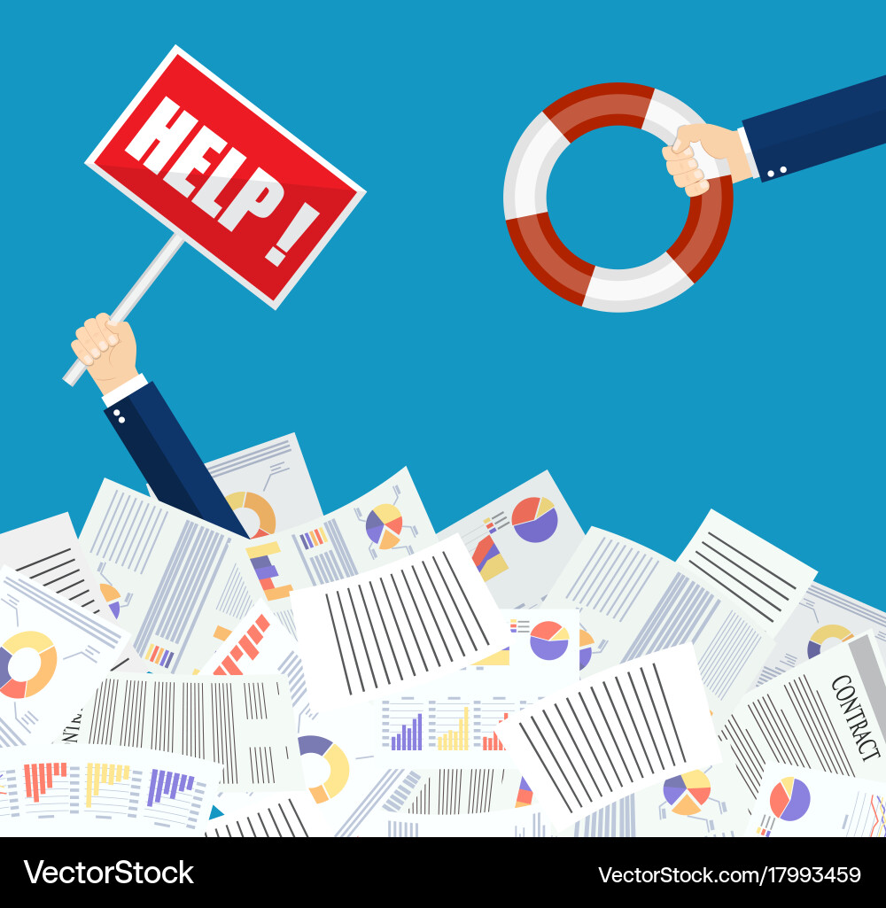 Business Rescue: Hand Reaching for Help Royalty Free Vector
