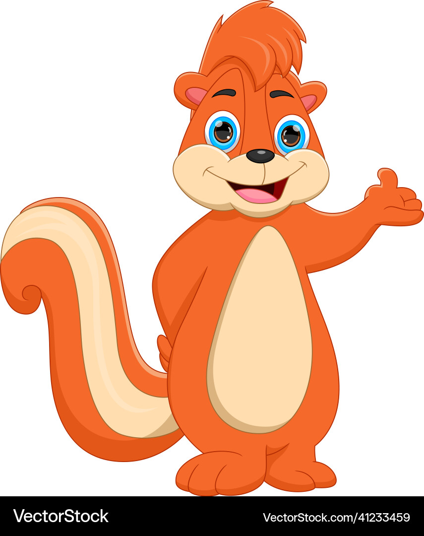 Cartoon cute squirrel waving on white background Vector Image