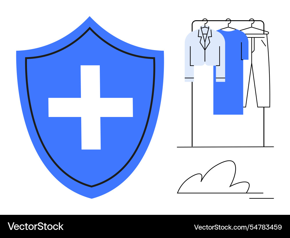 Clothing protection concept with blue shield Vector Image