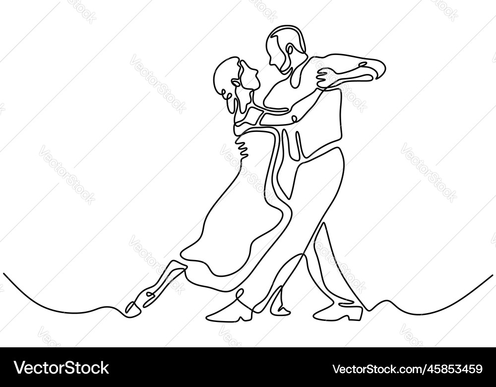 Continuous line drawing of loving couple having Vector Image