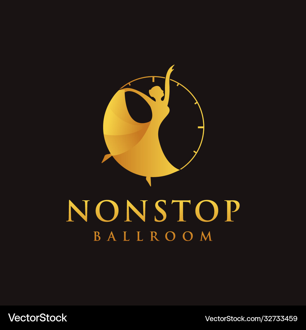 Dancing logo icon in a clock Royalty Free Vector Image