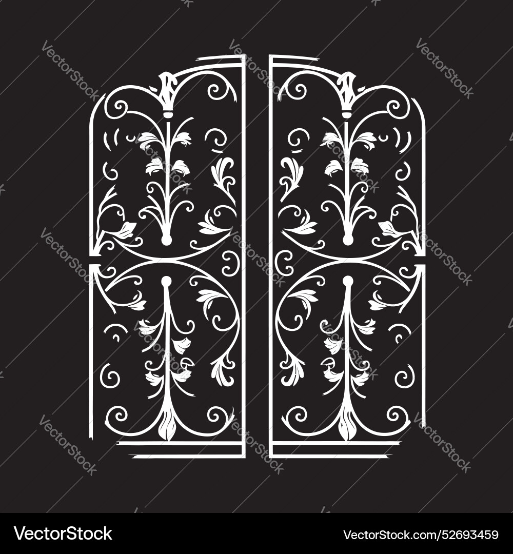 Gorgeous wrought iron passage black logo design Vector Image