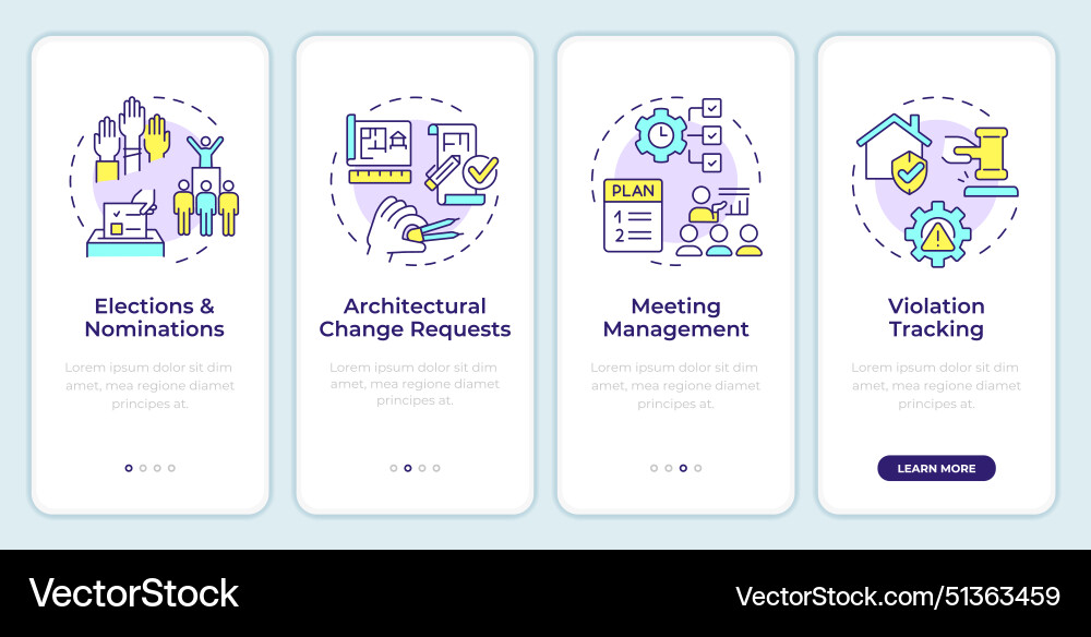 Hoa management features onboarding mobile app Vector Image