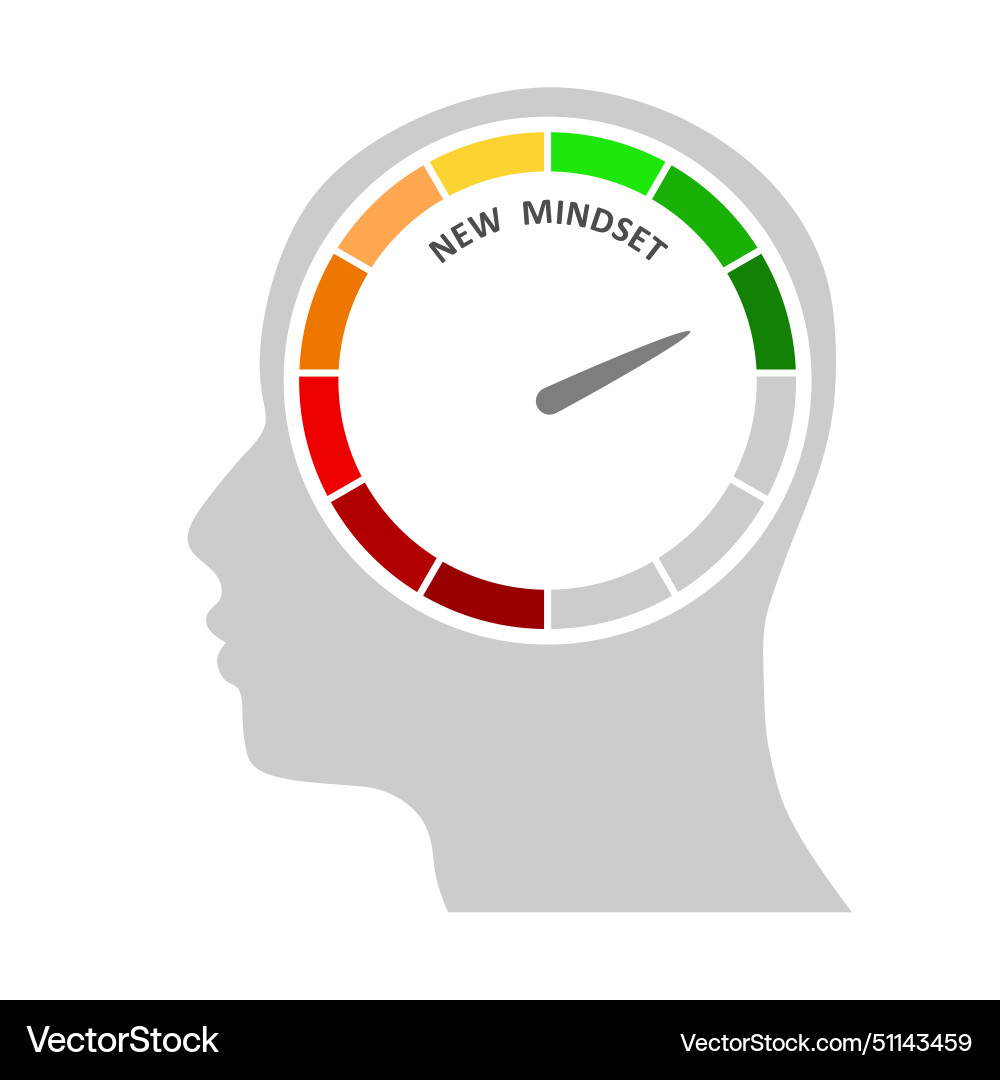 New mindset level meter inside of human head Vector Image