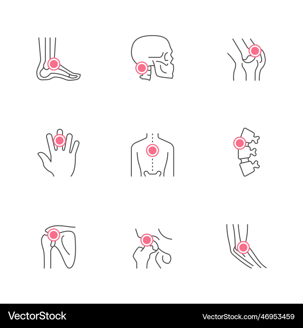 Set color icons of joint pain Royalty Free Vector Image Set color icons of joint pain Royalty Free Vector Image