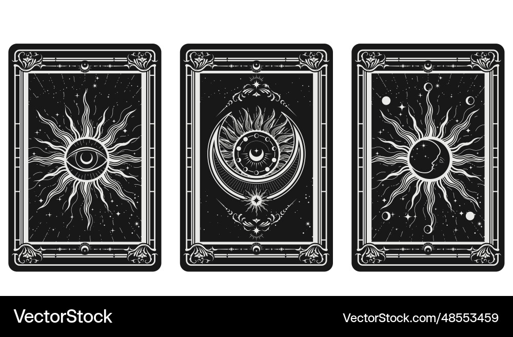 Tarot cards reverse side with esoteric and mystic Vector Image