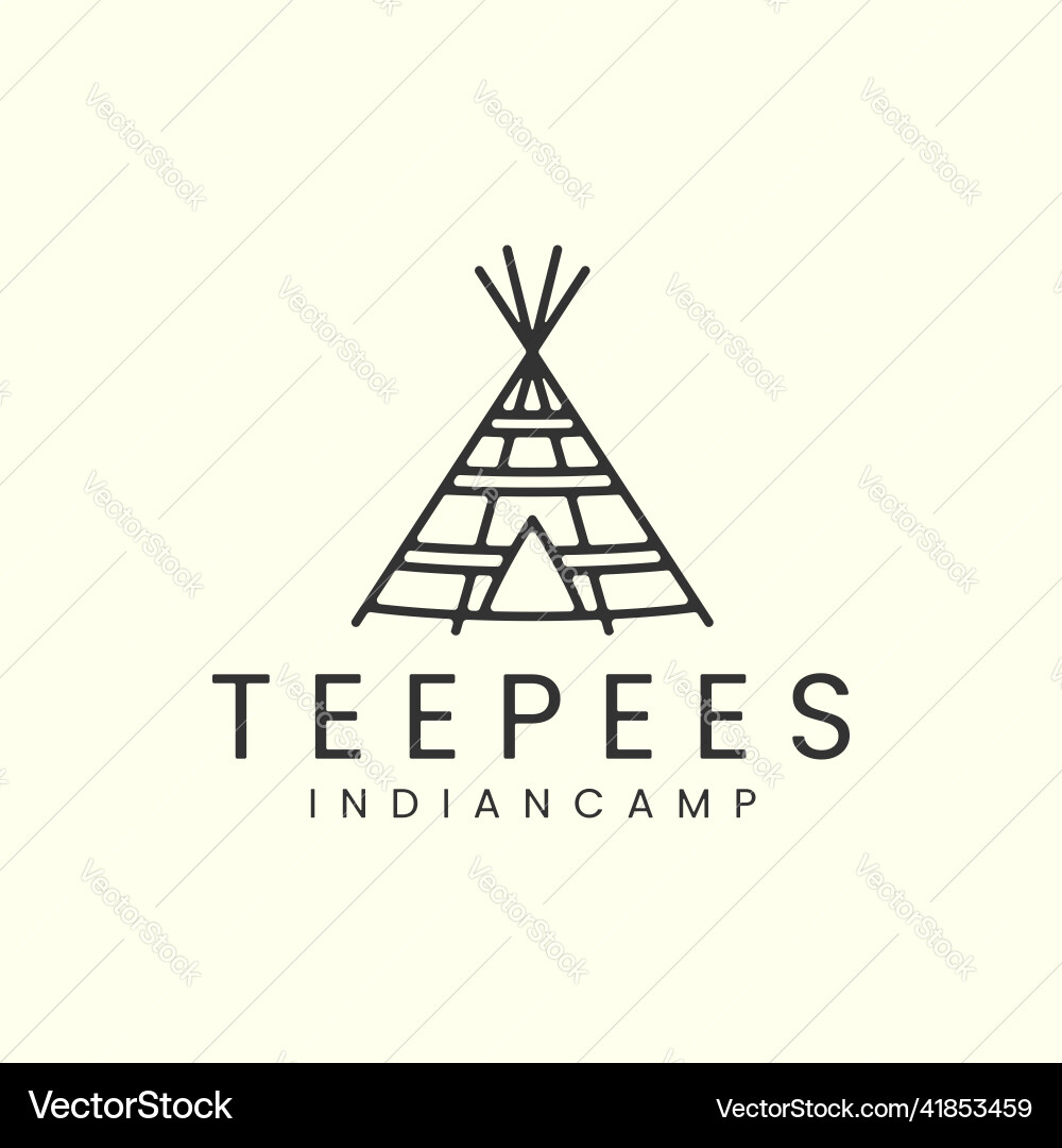 Teepees line art style logo icon template design Vector Image